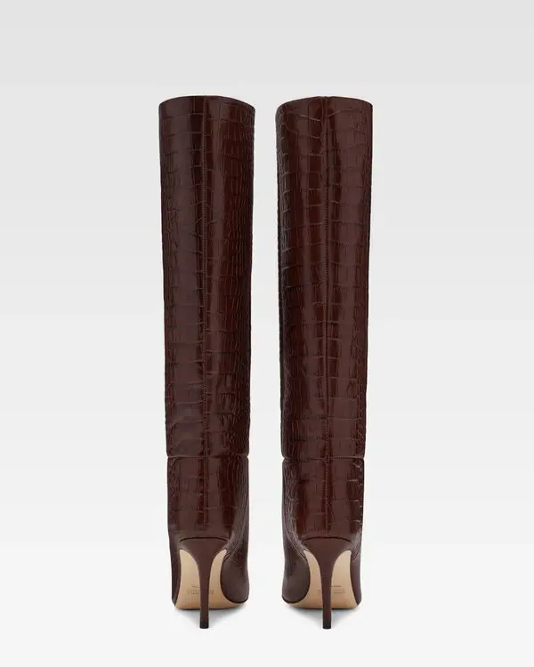 Paris Texas Stiletto 85 Embossed Knee-high Boots - Chocolate-colored