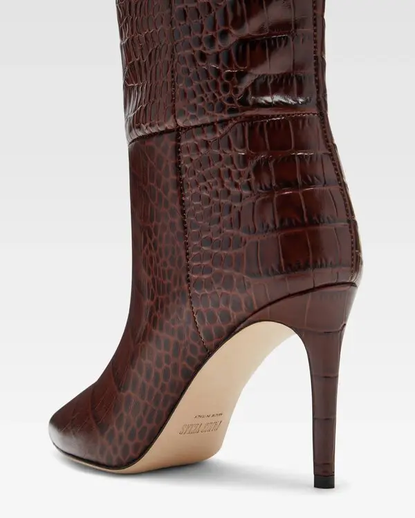 Paris Texas Stiletto 85 Embossed Knee-high Boots - Chocolate-colored