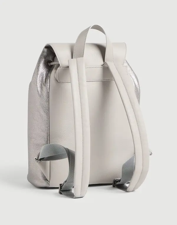 Brunello Cucinelli Lamé Calfskin And Grained Leather Backpack