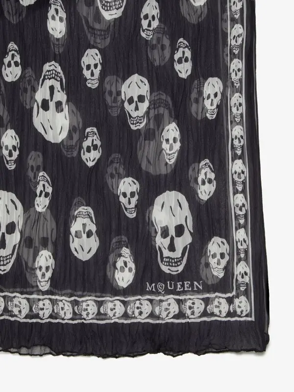 Alexander McQueen Pleated Skull Scarf - Black/ivory