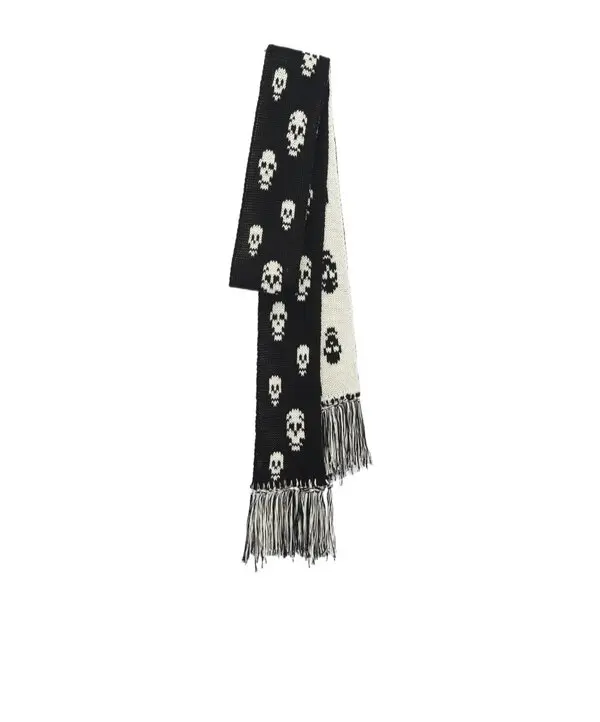 Alexander McQueen Skull Knit Fringed Scarf