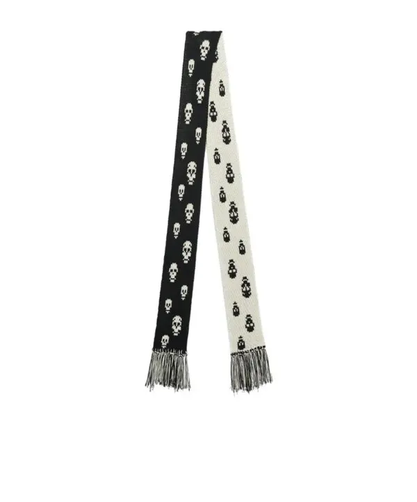 Alexander McQueen Skull Knit Fringed Scarf