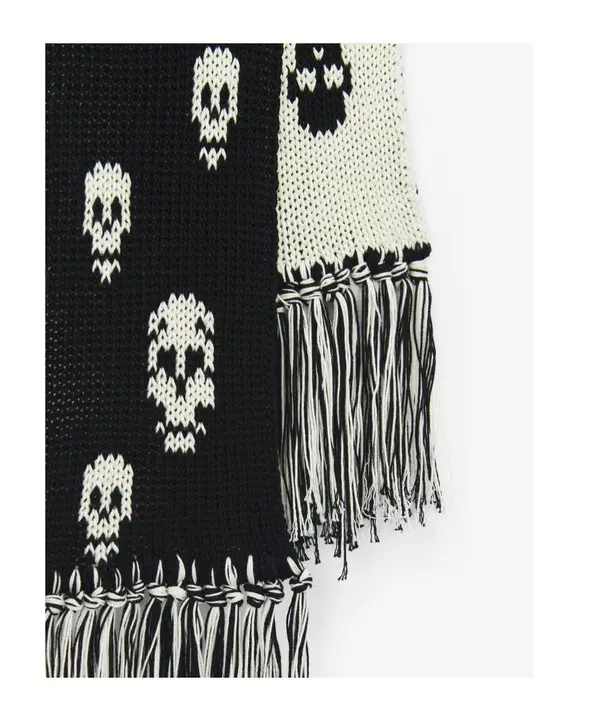 Alexander McQueen Skull Knit Fringed Scarf