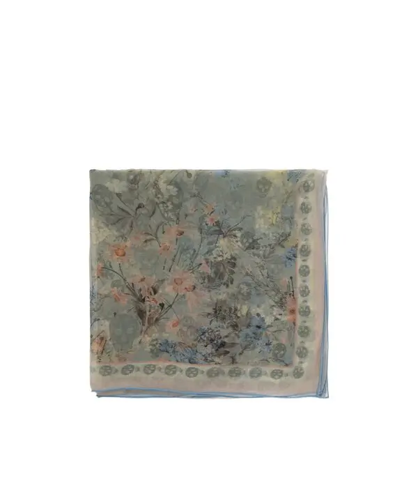 Alexander McQueen Floral Patterned Silk Scarf - Gray