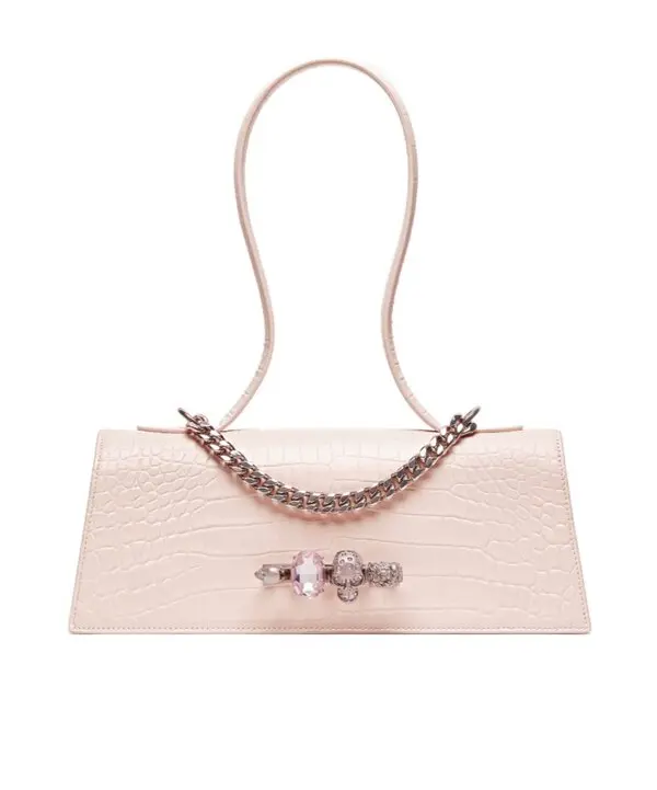 Alexander McQueen Jewelled Embossed Shoulder Bag
