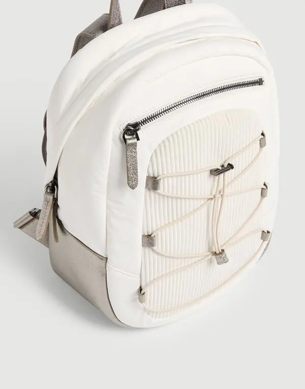 Brunello Cucinelli Stretch Bonded Nylon And Lamé Leather Backpack