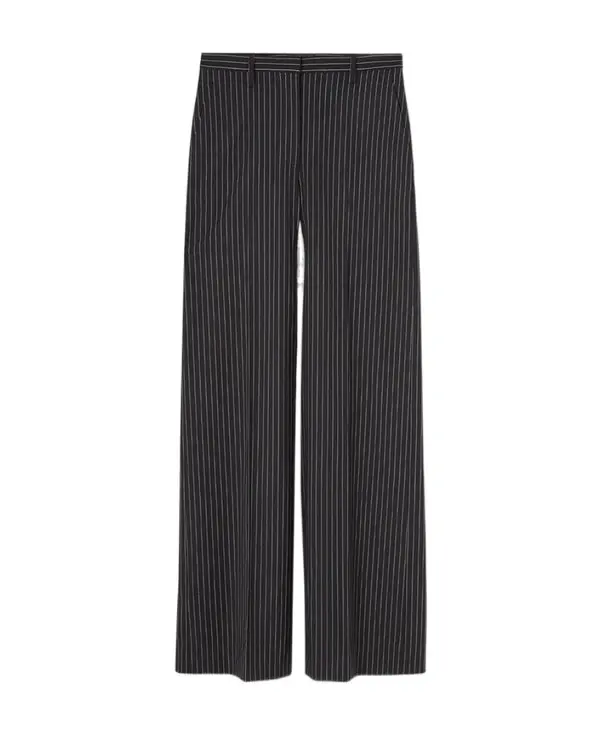 Versace Pinstripe Wide-leg Casual Pants - Black