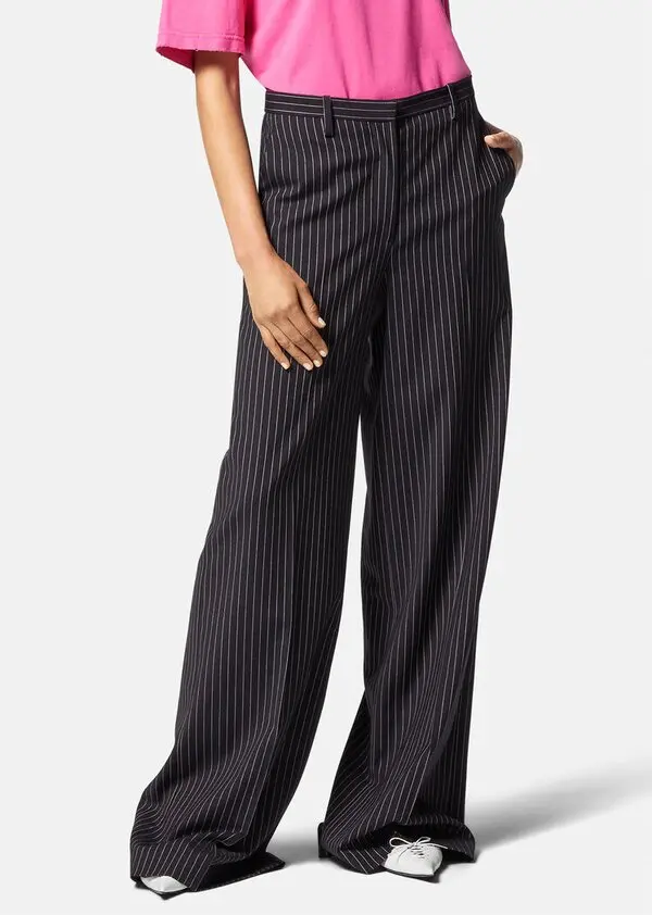 Versace Pinstripe Wide-leg Casual Pants