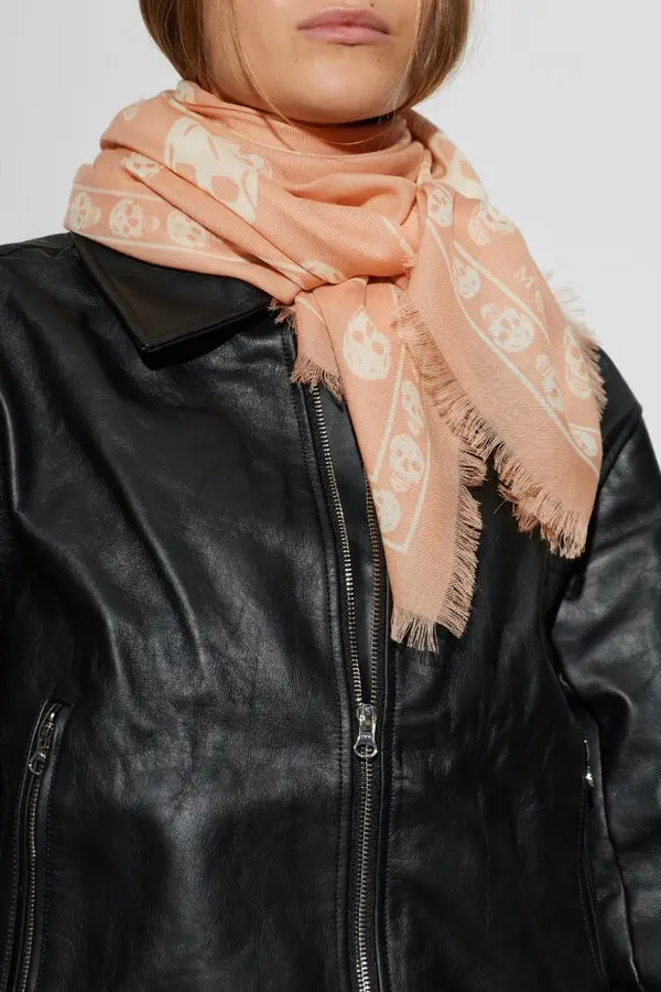 Alexander McQueen Skull Printed Fringed Edge Scarf