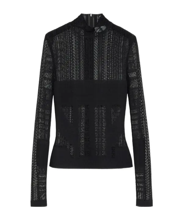 Alexander McQueen Viscose Knit Lace Top
