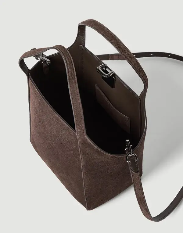 Brunello Cucinelli Sartorial Small Bucket Bag In Suede