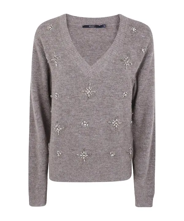 Seventy V-neck Jumper - Brown