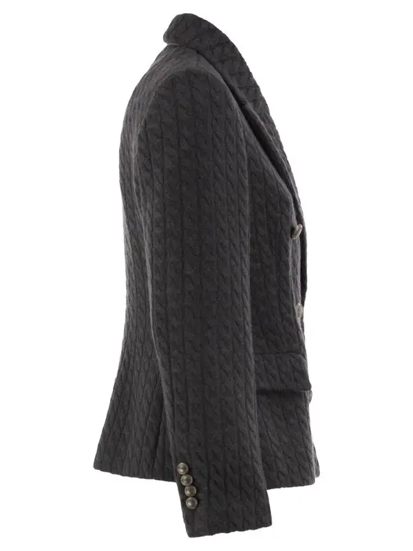 Brunello Cucinelli Double-breasted Cable-knit Blazer - No