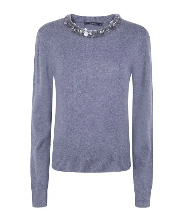 Seventy Embellished Neck Jumper - Grey