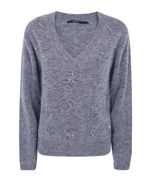 Seventy V-neck Jumper - Light Gray
