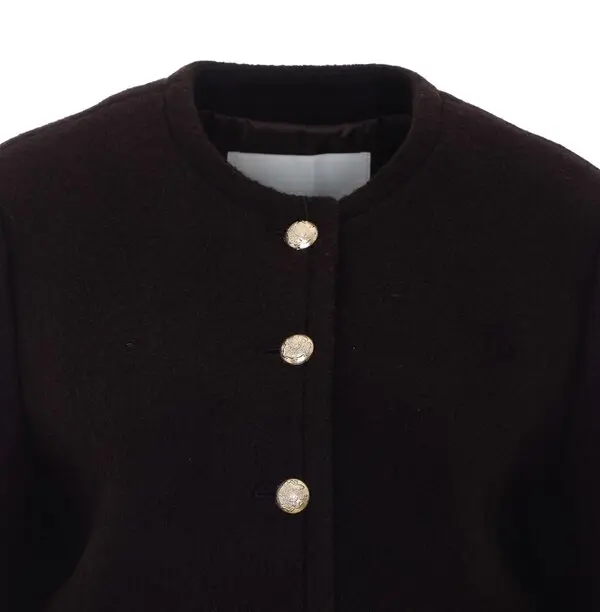 DUNST Cropped Tweed Jacket - Brown