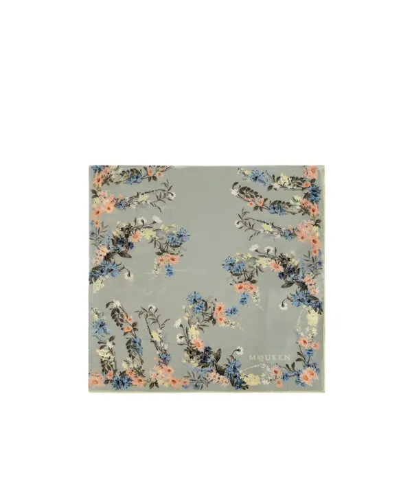 Alexander McQueen Patterned Silk Scarf - Gray