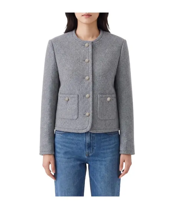 DUNST Buttoned Tweed Jacket - Gray