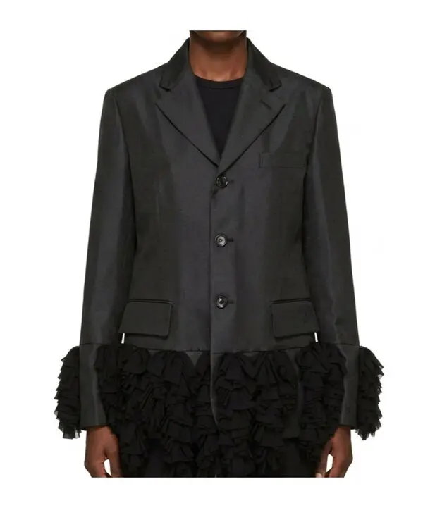 Comme Des Garçons Single-breasted Ruffle-detail Jacket