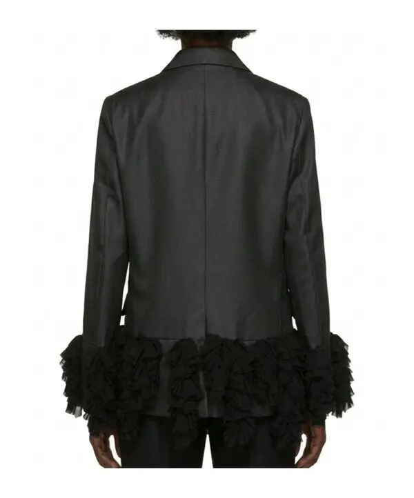 Comme Des Garçons Single-breasted Ruffle-detail Jacket