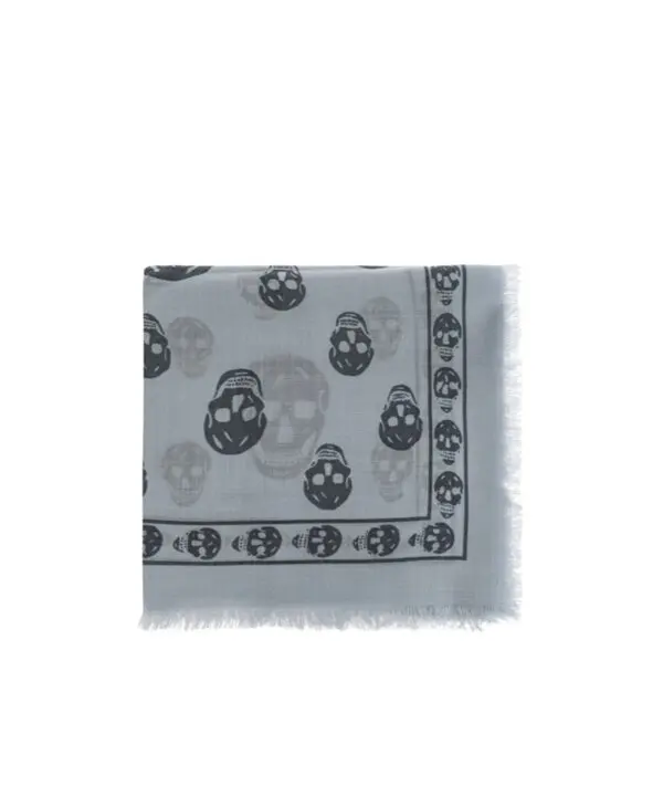 Alexander McQueen Skull Printed Fringed Edge Scarf