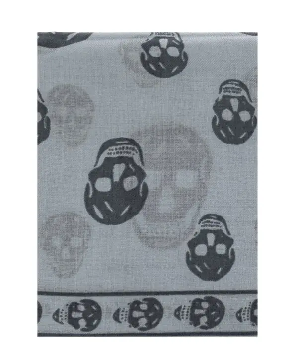 Alexander McQueen Skull Printed Fringed Edge Scarf