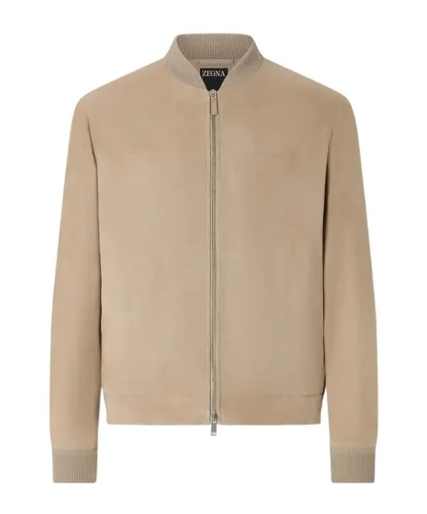 Zegna Light Taupe Suede Bomber