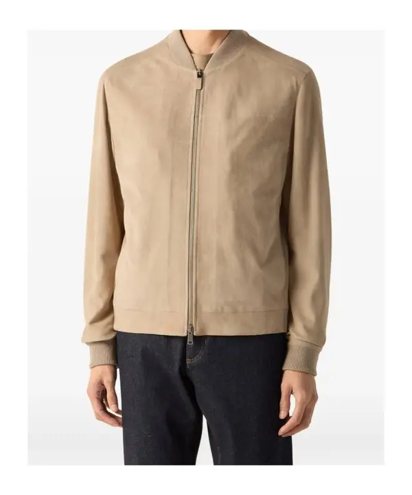 Zegna Light Taupe Suede Bomber