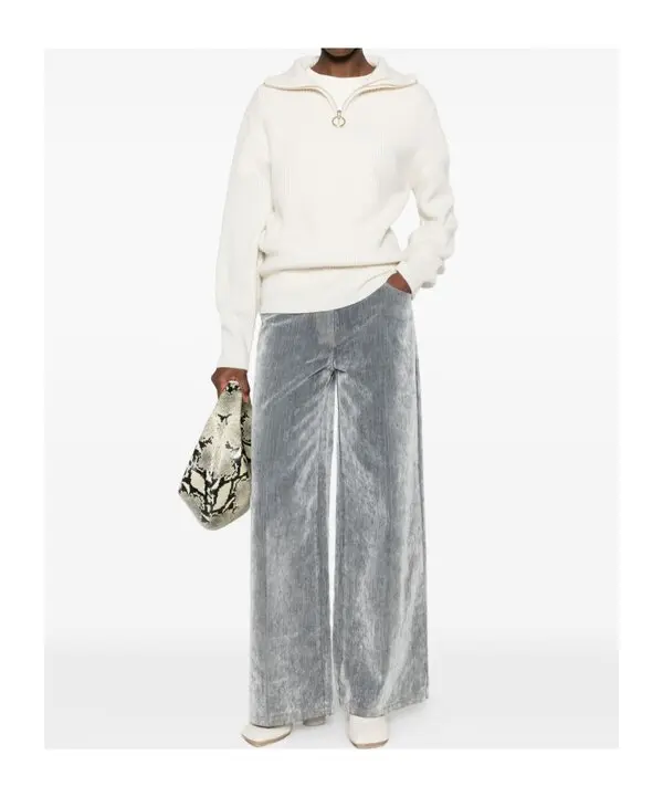 FORTE_FORTE Ribbed-knit Half-zip Sweater