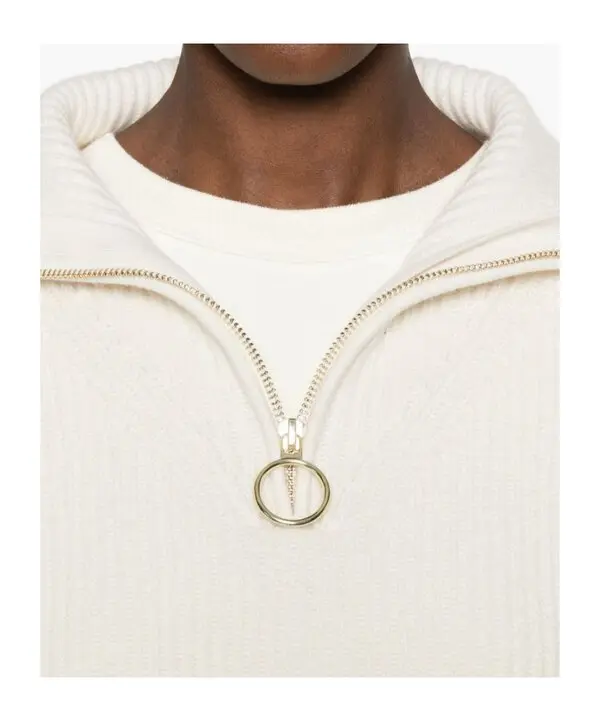 FORTE_FORTE Ribbed-knit Half-zip Sweater