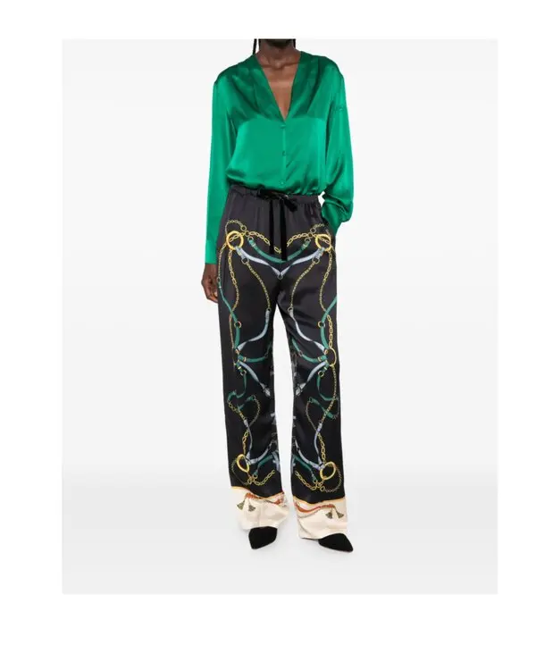 FORTE_FORTE Satin-finish V-neck Shirt