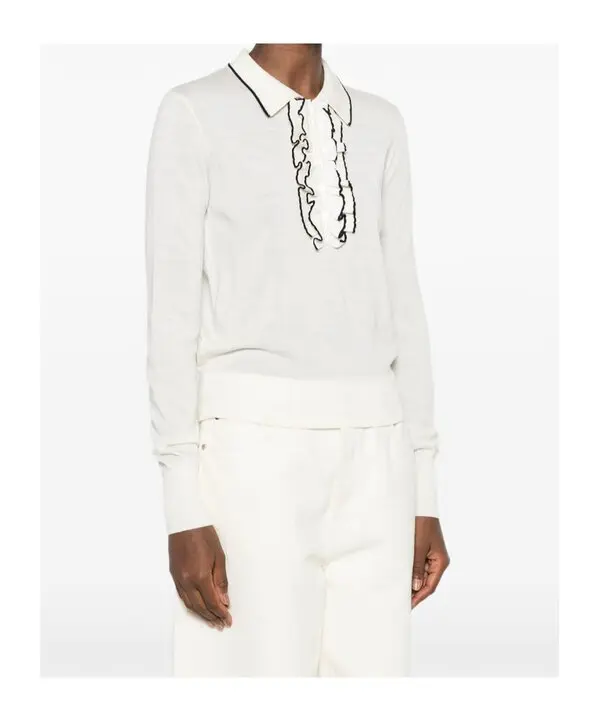 FORTE_FORTE Ruffled-trim Polo Top