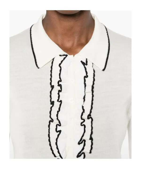 FORTE_FORTE Ruffled-trim Polo Top