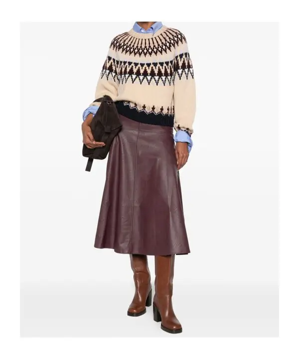 FORTE_FORTE Panelled A-line Midi Skirt