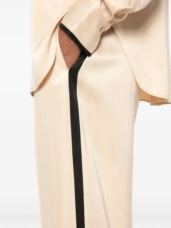 FORTE_FORTE Side-stripe Wide-leg Trousers - Ivory
