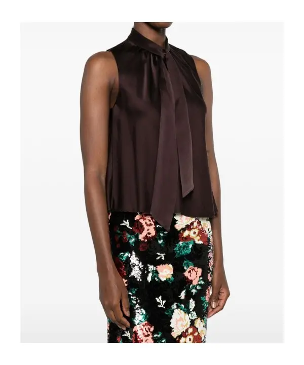 FORTE_FORTE Pussy-bow Sleeveless Blouse