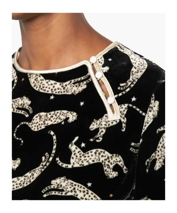FORTE_FORTE Leopard-print Velvet-effect Top - Black