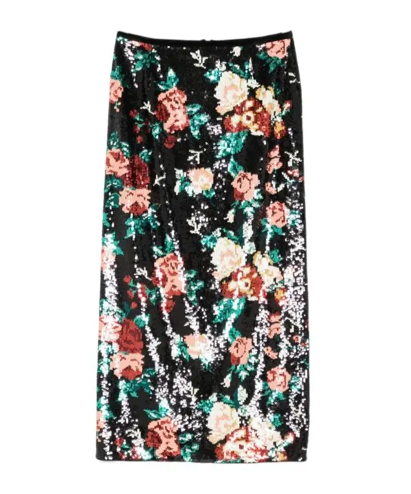 FORTE_FORTE Sequin-embellished Floral-motif Midi Skirt