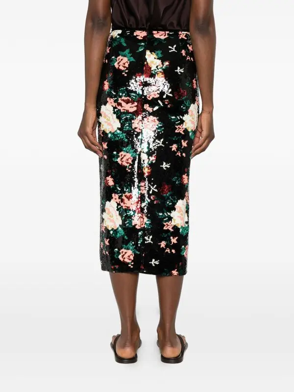FORTE_FORTE Sequin-embellished Floral-motif Midi Skirt