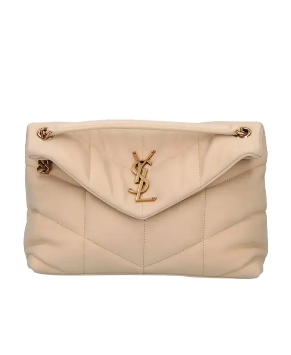 Saint Laurent Quilted Small Satchel - Nude