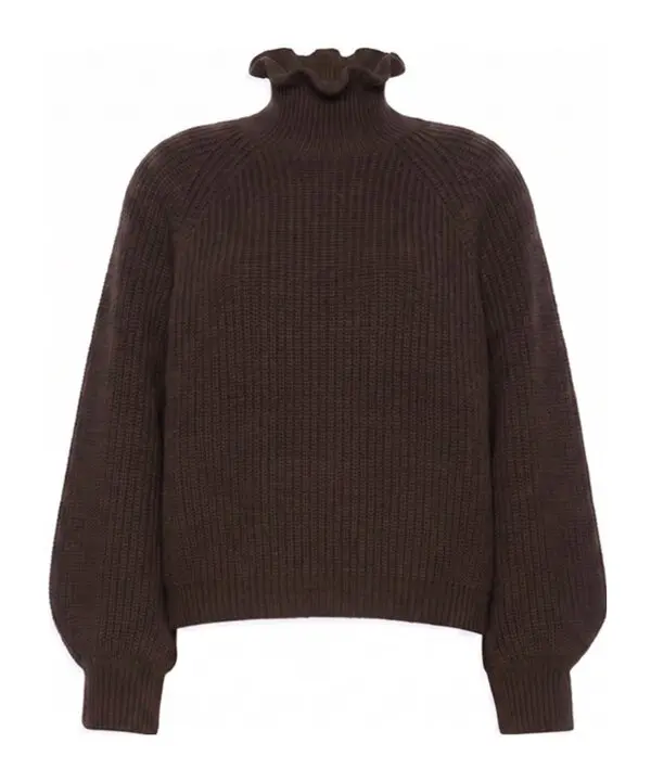 Max Mara Pontile Ruffled Turtleneck Knitted Jumper - Black