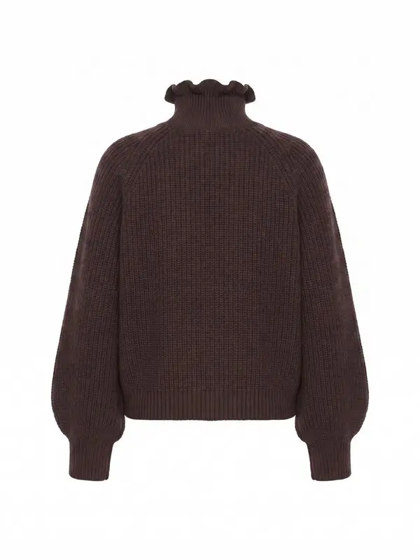 Max Mara Pontile Ruffled Turtleneck Knitted Jumper