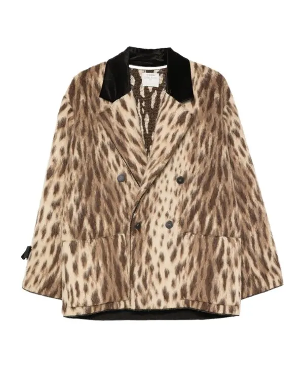 FORTE_FORTE Leopard-print Double-breasted Coat - Brown