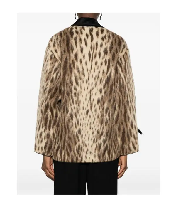 FORTE_FORTE Leopard-print Double-breasted Coat - Brown