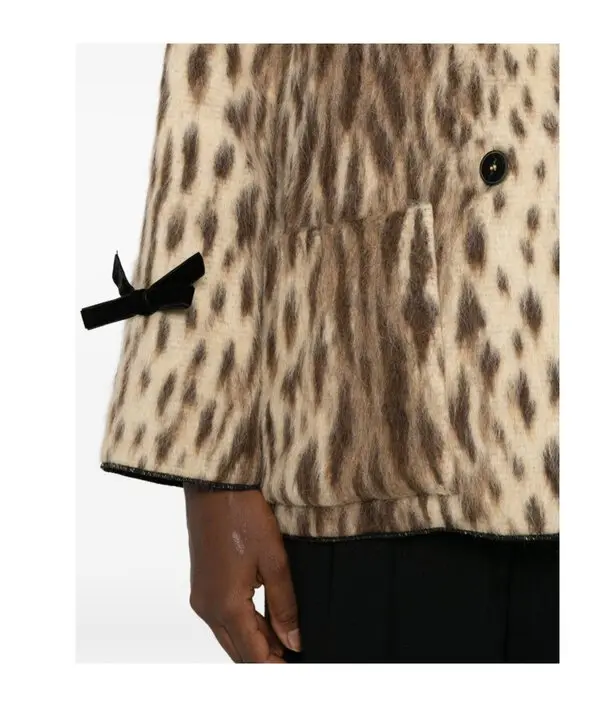 FORTE_FORTE Leopard-print Double-breasted Coat - Brown