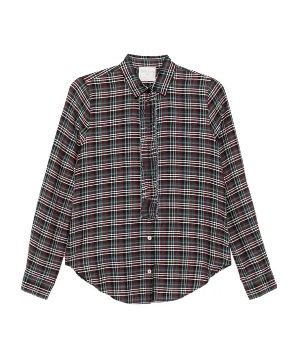 FORTE_FORTE Ruffled-trim Tartan-print Shirt - Multi-color