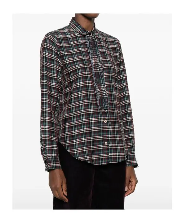FORTE_FORTE Ruffled-trim Tartan-print Shirt - Multi-color