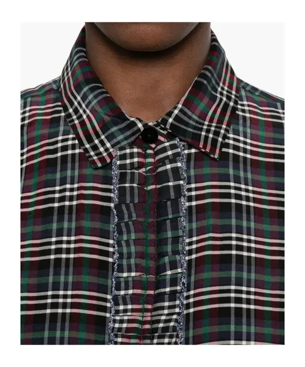 FORTE_FORTE Ruffled-trim Tartan-print Shirt - Multi-color