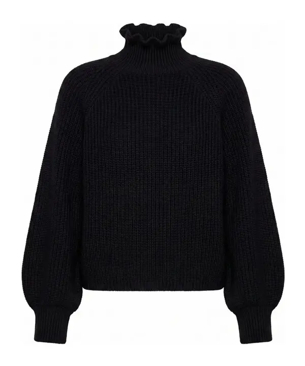 Max Mara Pontile Ruffled Turtleneck Knitted Jumper - Black