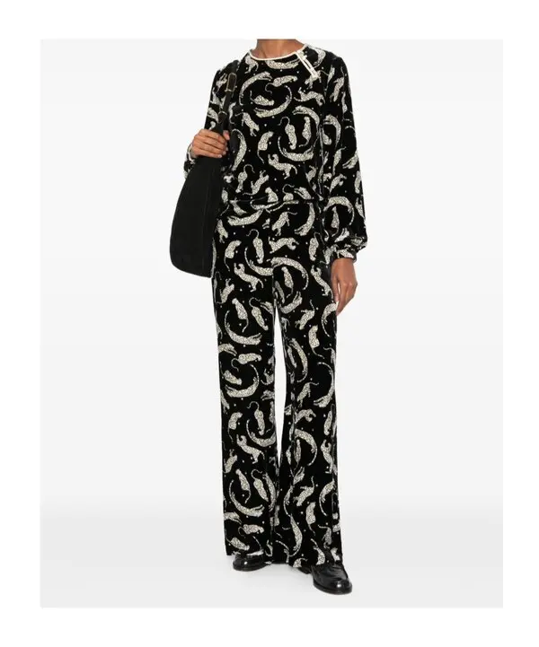 FORTE_FORTE Leopard-print Velvet-effect Trousers